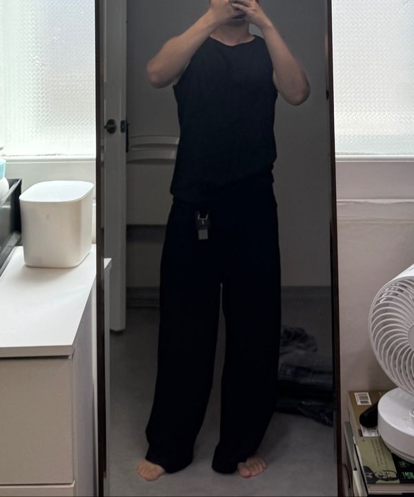 MUSINSA公式 | DNSR Belted Stripe Slacks Black