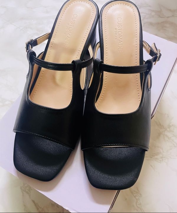 MUSINSA | CUSTOMADE WOMAN 5cm Square Mule Pumps Luna (CW0090BK)