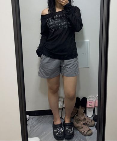 MUSINSA | 5OML See-through lettering loose fit long sleeve black