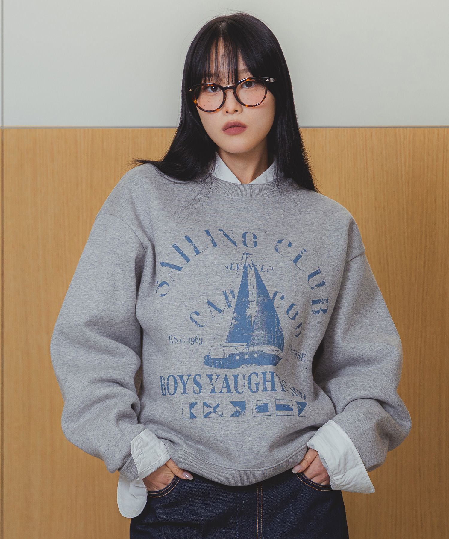 MUSINSA | ALVINCLO SAILING CLUB OVERFIT Fleece Man to Man MAR905 (3 COLOR)