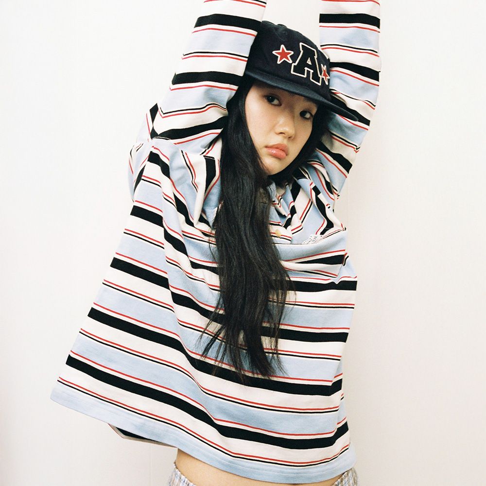 MUSINSA公式 | AEAE STRIPE PK T-SHIRTS [SKYBLUE]