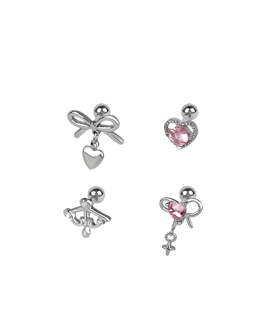 MUSINSA | VVV [SET] Cupid Ribbon Heart Piercing