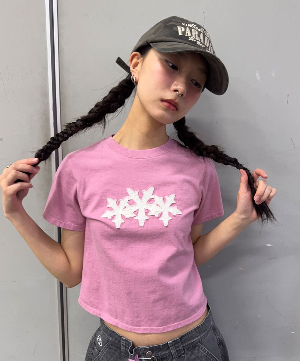 MUSINSA公式 | MAHAGRID CUT OFF CROSS STAR TEE PINK(MG2FMFT586A)