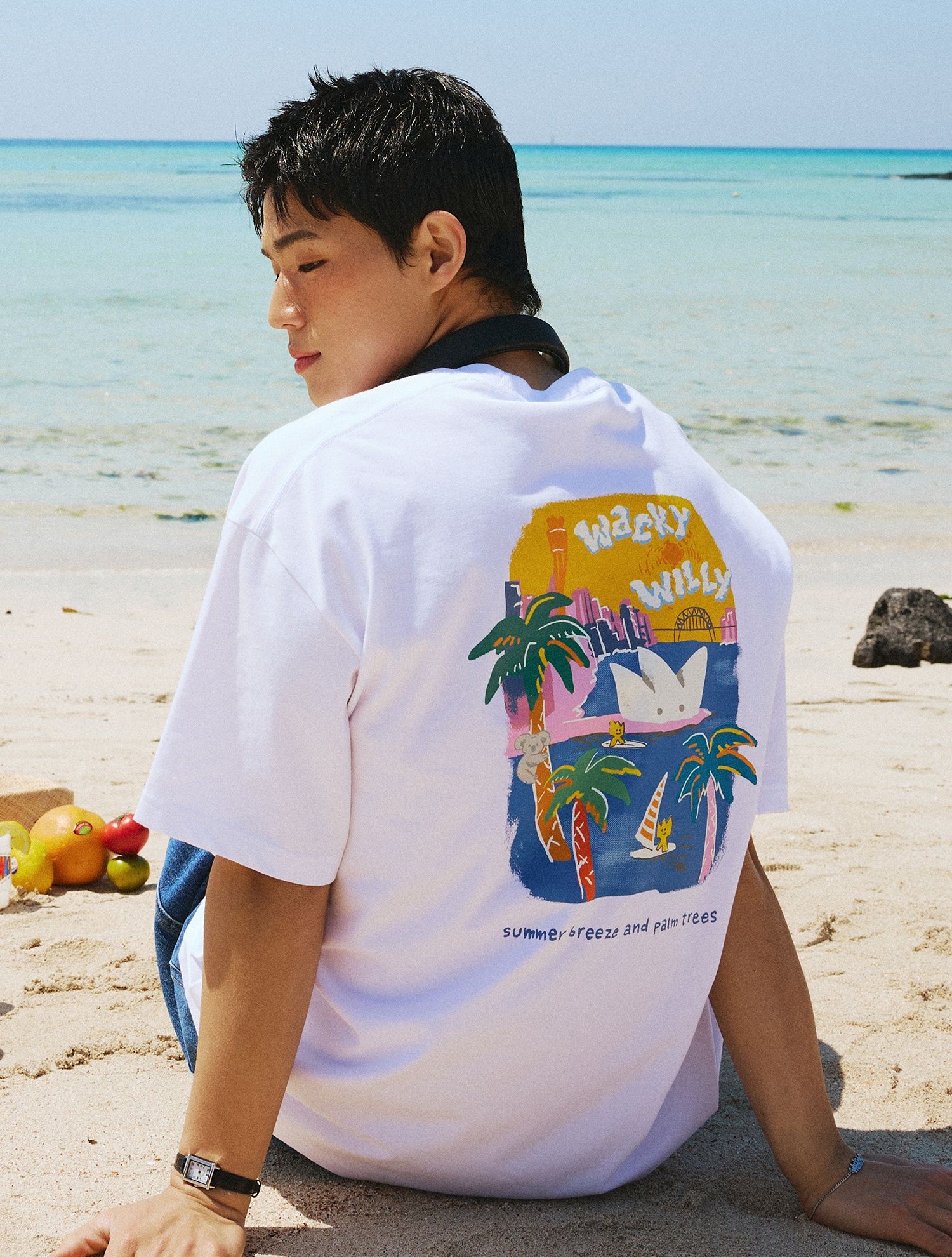 MUSINSA公式 | WACKY WILLY キキオーシャングラフィック半袖Tシャツホワイト