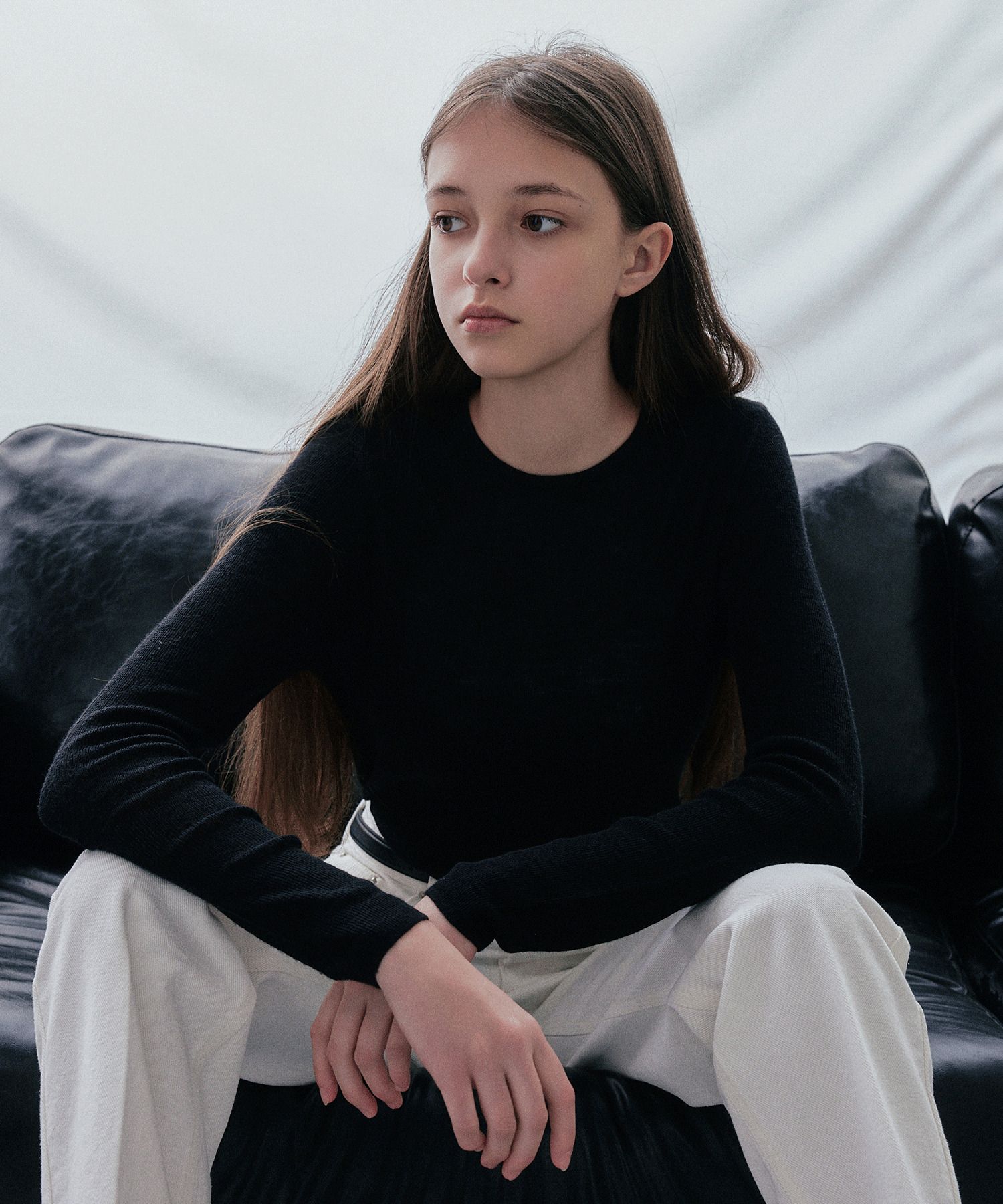 MUSINSA | LANG5 [Reno] Wool See-through Knit_Black