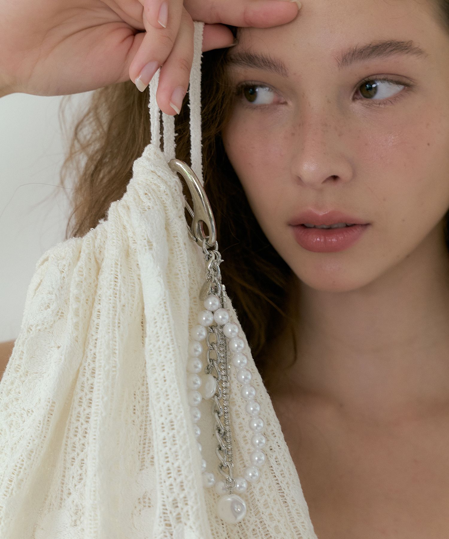 MUSINSA公式 | LUCIR ZU Lucirzu Pearl beads Keyring (ivory)