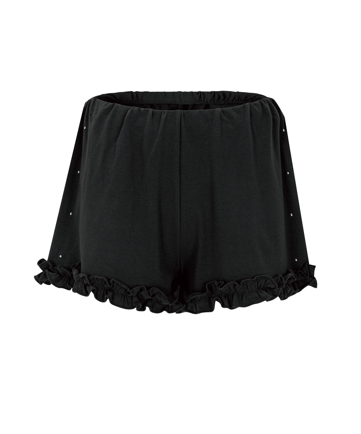 MUSINSA | BELLIALEU FRILL STUD SHORT-BLACK