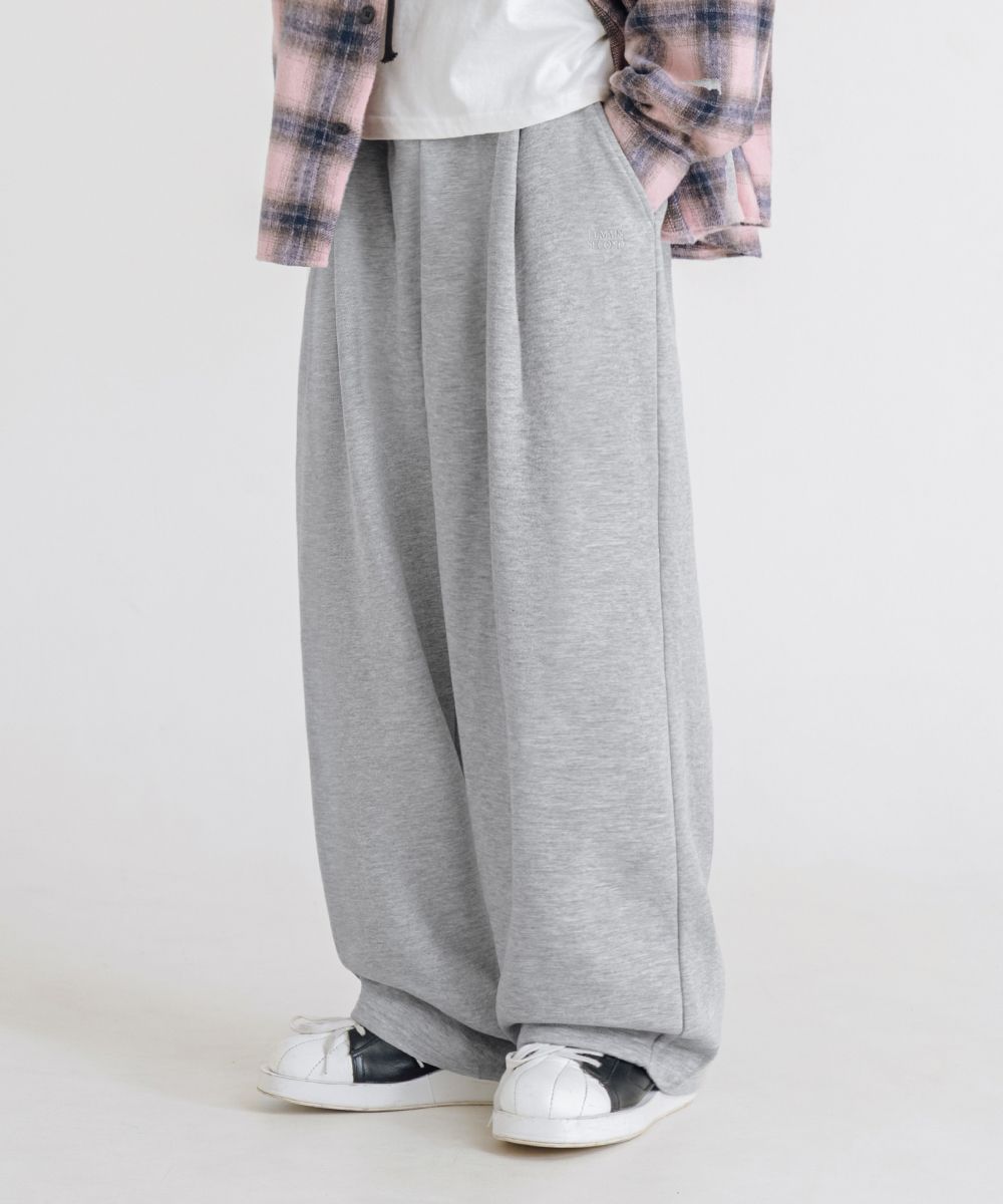 MUSINSA | LEMAIN SECOND ONE-TUCK WIDE SWEAT PANTS [GRAY] - FLEECE ver
