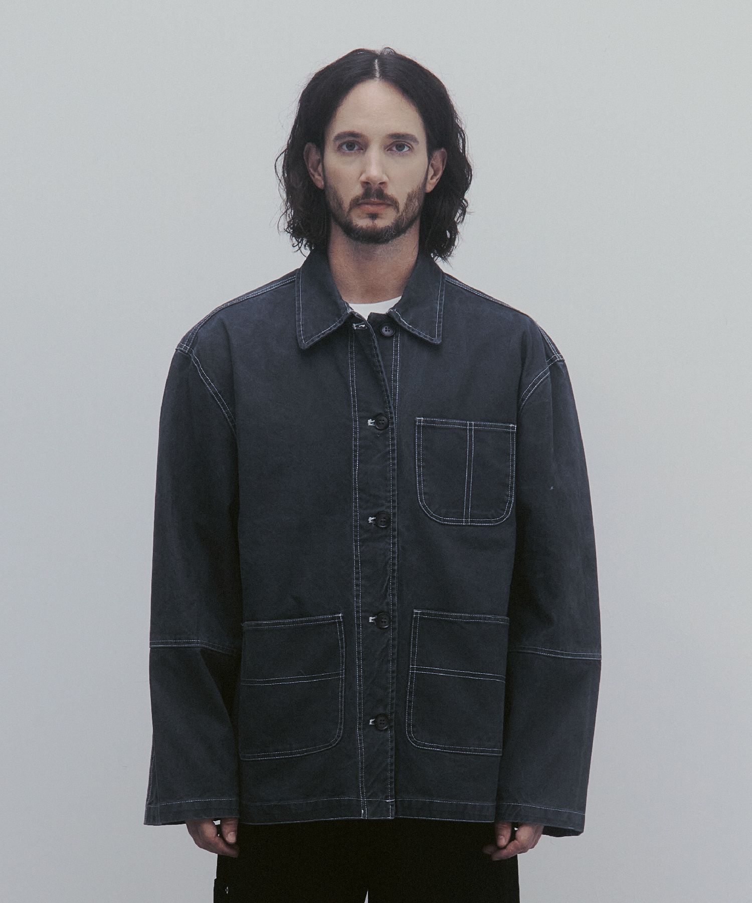 MUSINSA | ANDAGAIN Stitch Posy Jacket (Dark Gray)