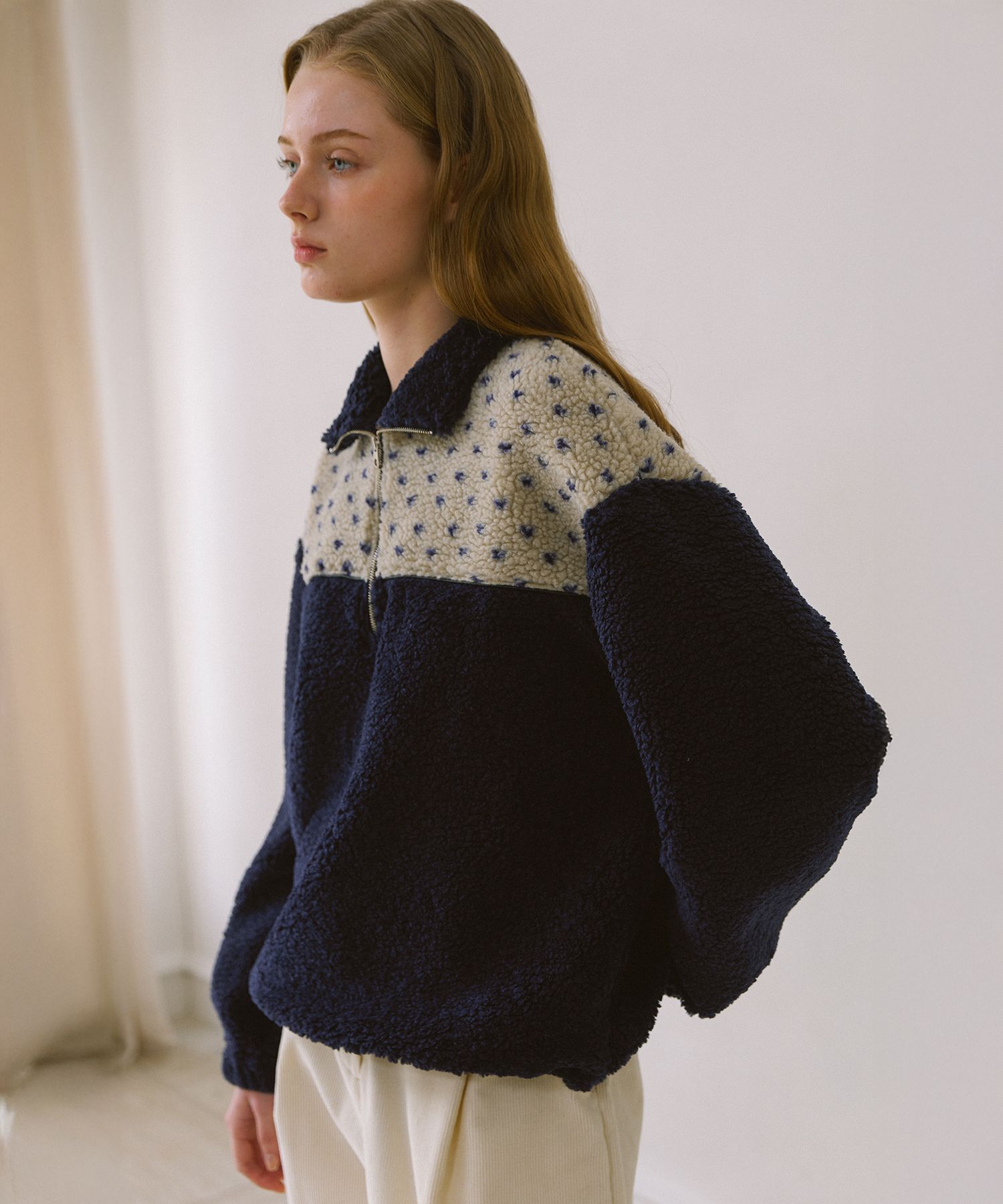 MUSINSA | YUPPE Heart Fleece Zip-up_Navy