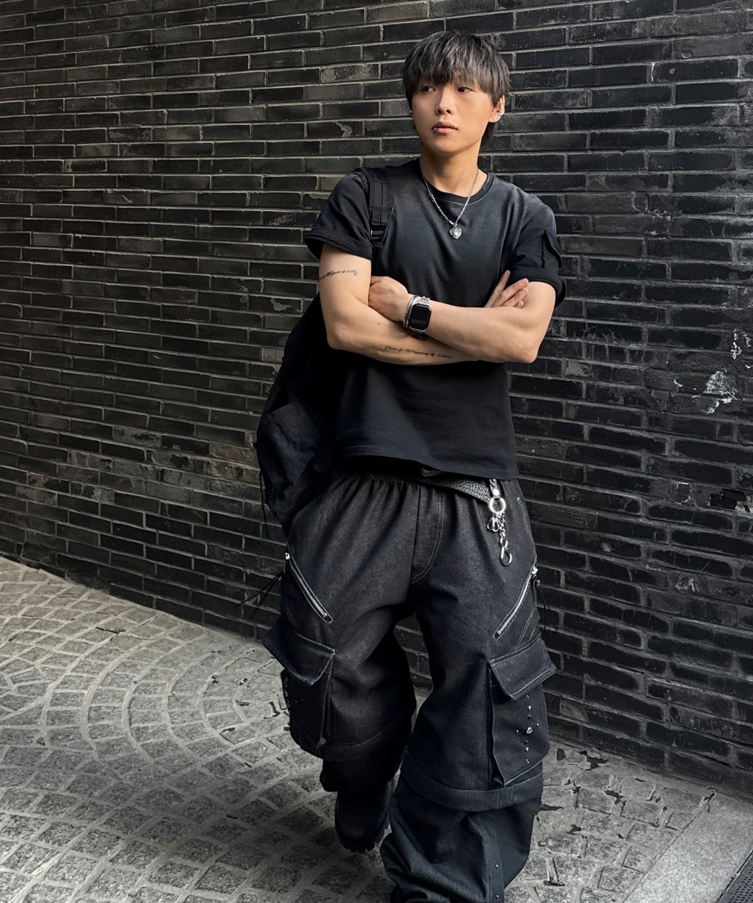 MUSINSA | RSSC RIVET CARGO CONVERTIBLE DENIM PANTS - BLACK