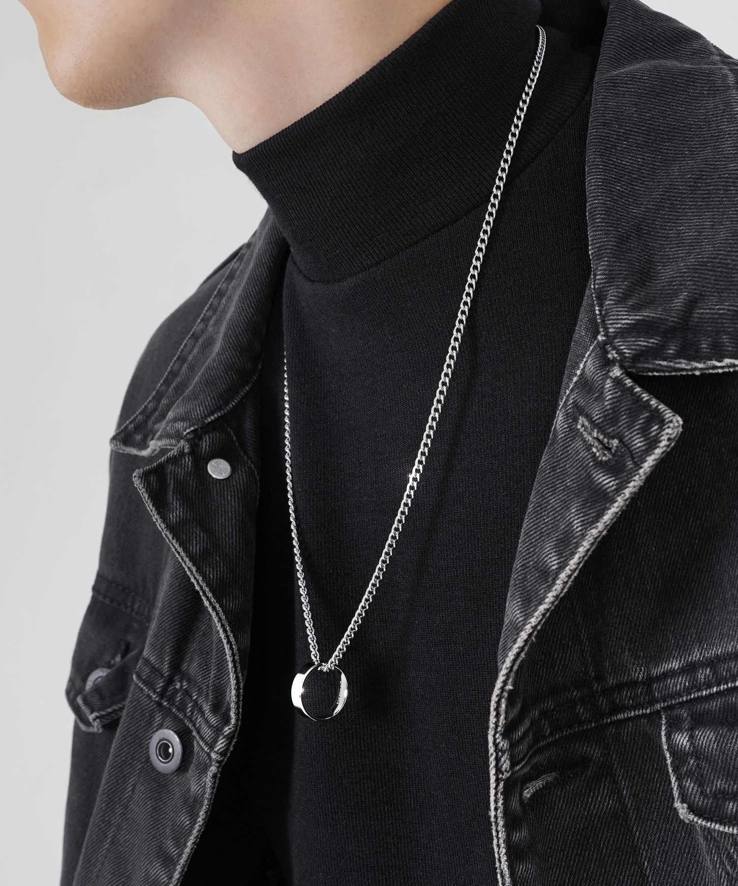 MUSINSA | ACHA Surgical Steel Ring Chain Necklace _ Silver