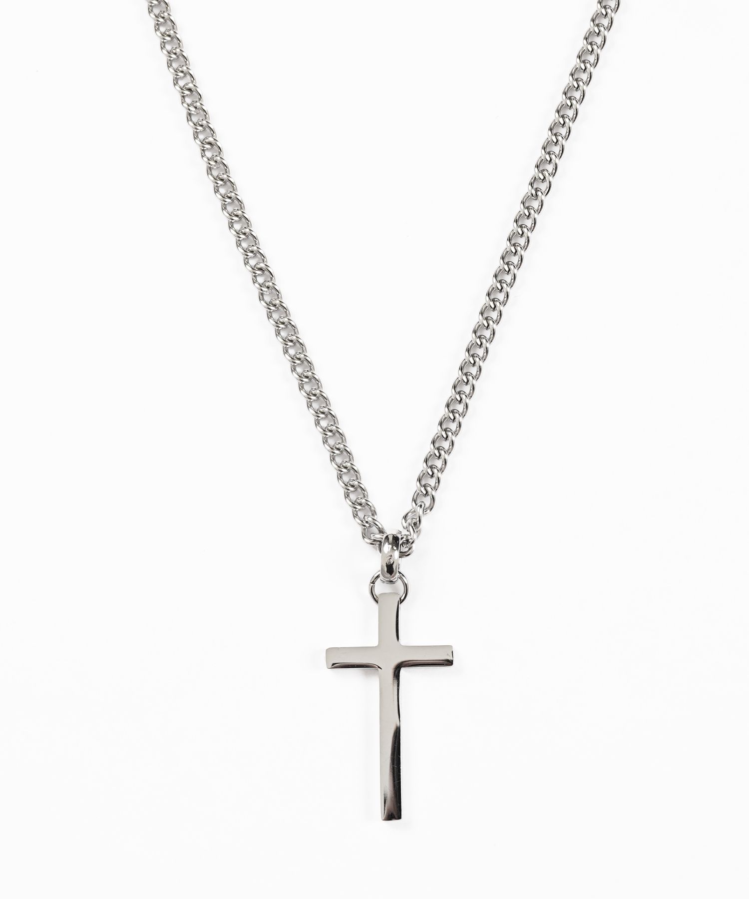 MUSINSA | ACHA Surgical Steel Standard Cross Chain Necklace _ Silver