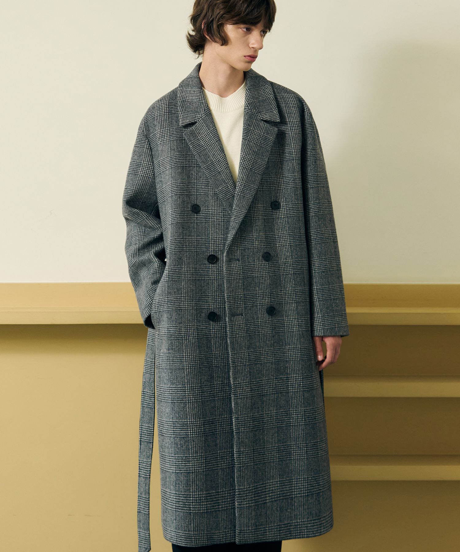 MUSINSA | DRAW FIT Check Robe Double Coat [GLEN CHECK]