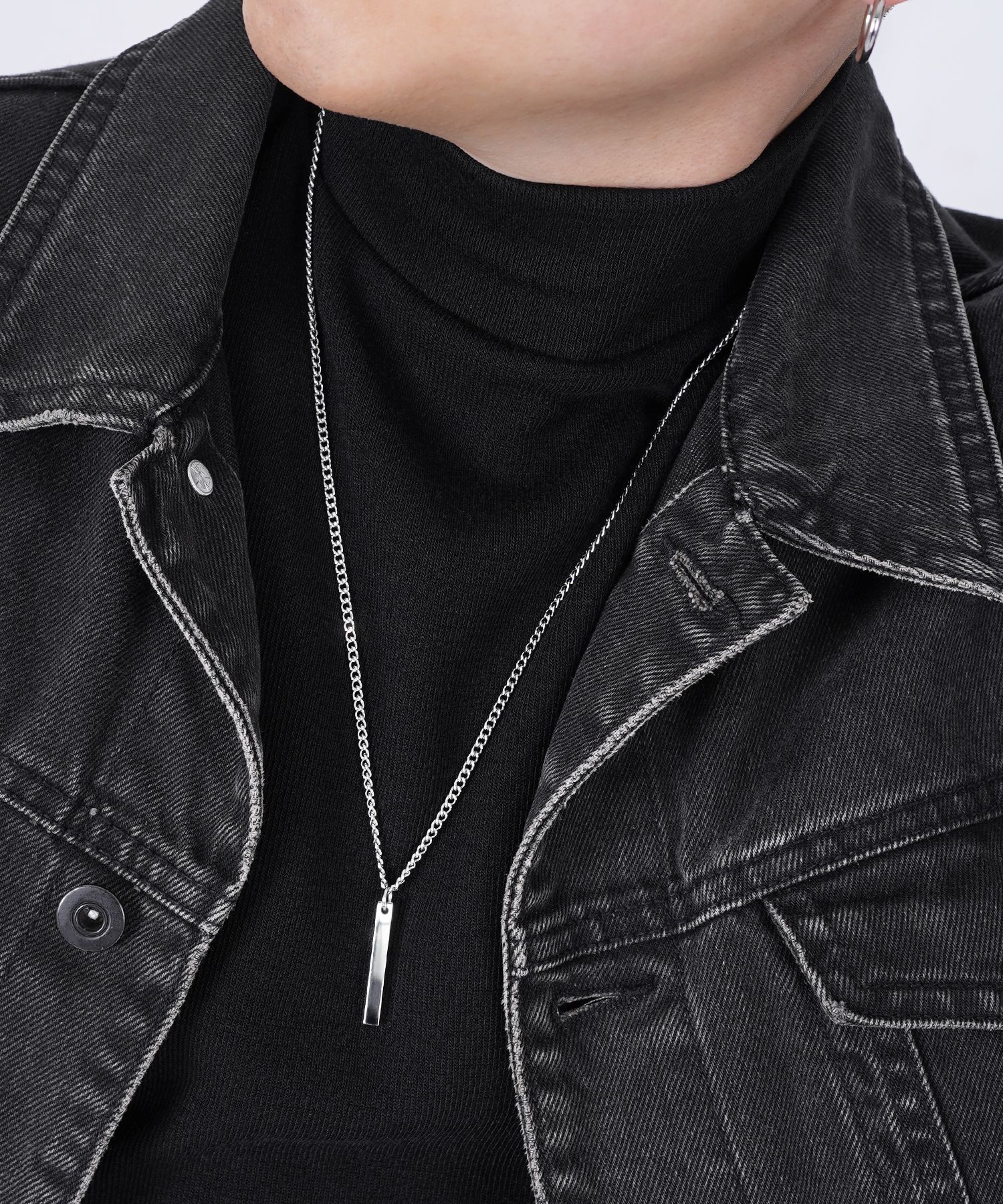 MUSINSA | ACHA Surgical Steel Square Stick Pendant Necklace _ Silver