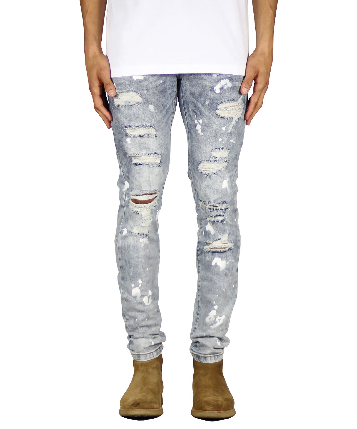 MUSINSA | Hyper Denim Light Blue Leg Splatter Jeans