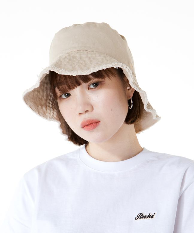 MUSINSA | RUNNING HIGH Fringe Washing Bucket Hat [Beige]