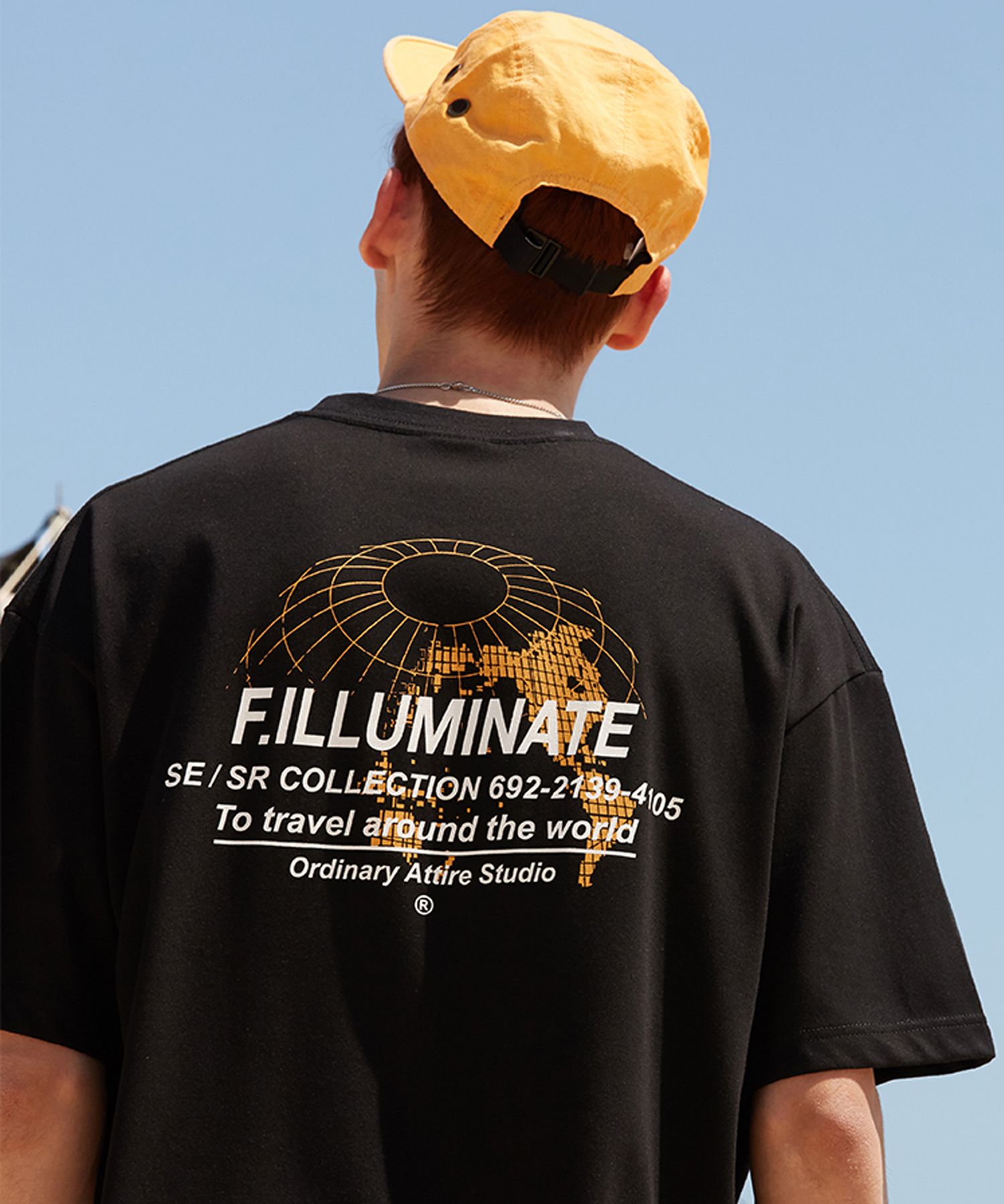 MUSINSA | FILLUMINATE UNISEX OVERSIZED EARTHNET LOGO T-SHIRT - BLACK