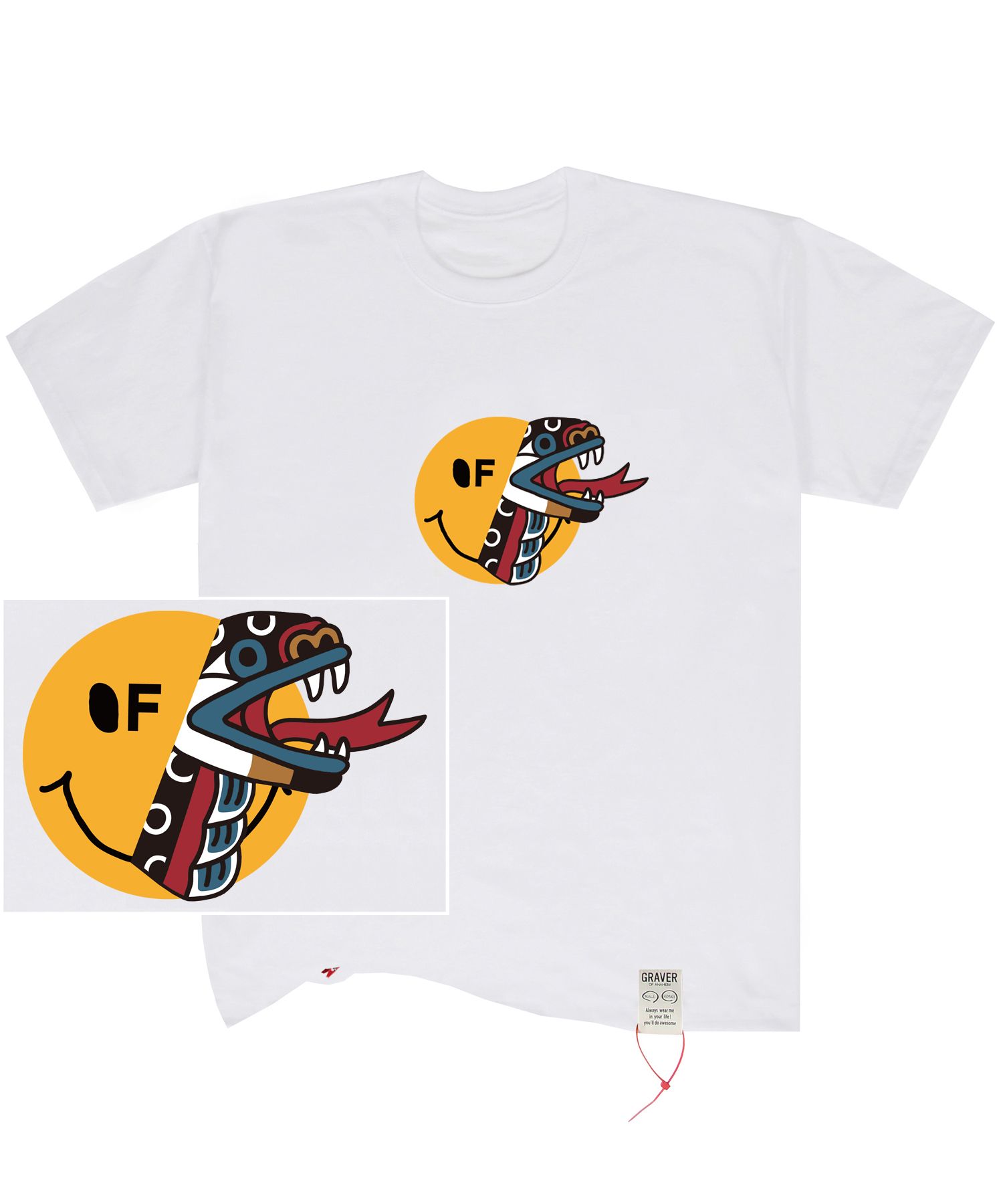 MUSINSA | GRAVER [UNISEX] SMILE SNAKE TONGS SHORT SLEEVE T-SHIRT_WHITE