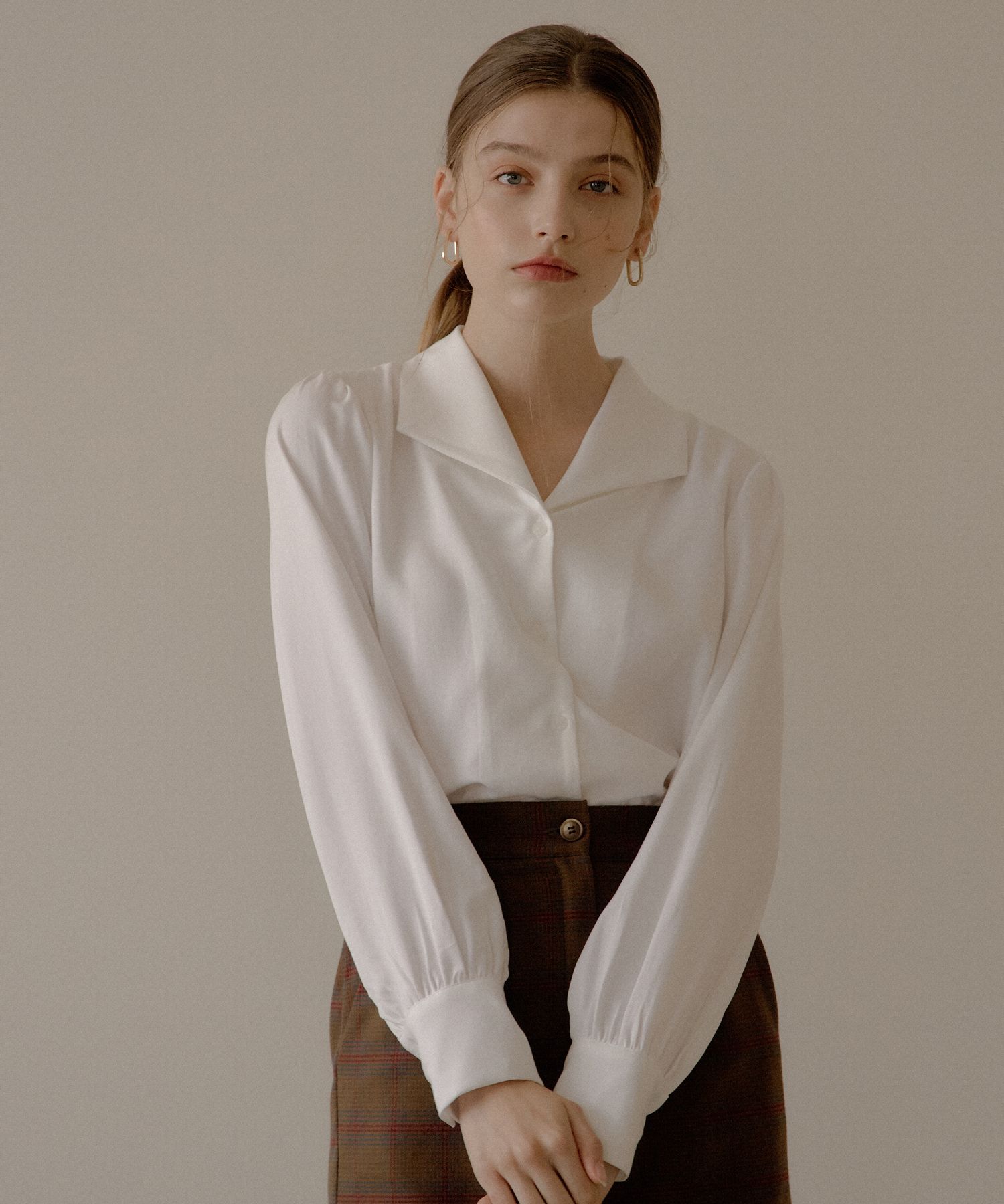 MUSINSA公式 | YUPPE ONE COLLAR SHIRT_WHITE