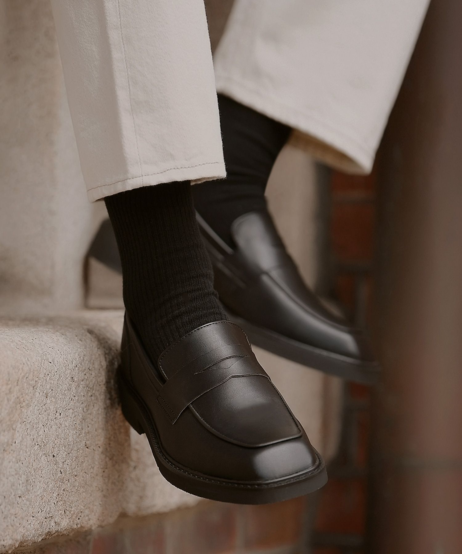 MUSINSA | PASCOROZEN MS2554 Square Toe Penny Loafer Buff Black [250~280MM]