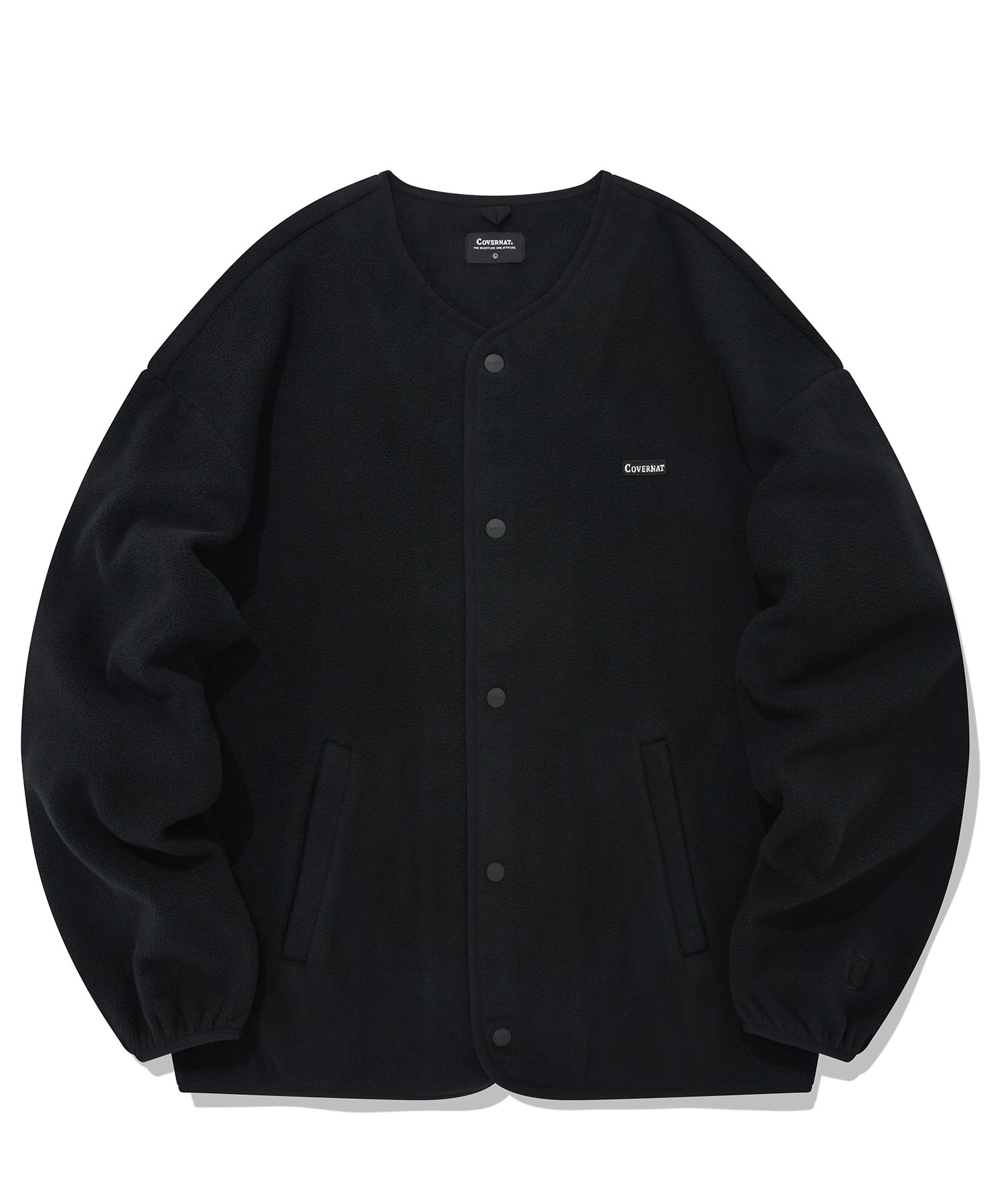 MUSINSA | COVERNAT Fleece Collarless Jacket Black