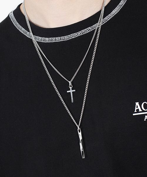 MUSINSA | ACHA Surgical Steel Mini Cross Pendant Necklace _ Silver