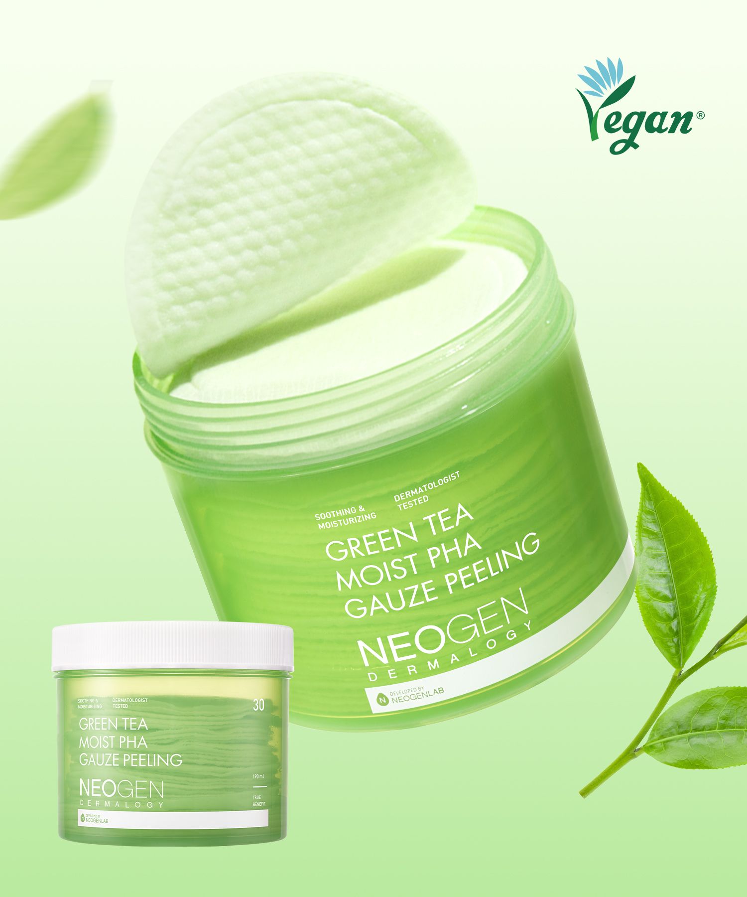 MUSINSA | NEOGEN Green Tea Moist Paha Peeling Pads 30 Sheets
