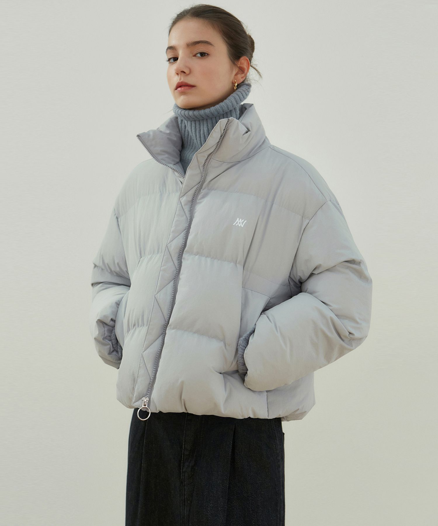 MUSINSA | NICK&NICOLE Minimal Puffer Short Padding_Light Gray