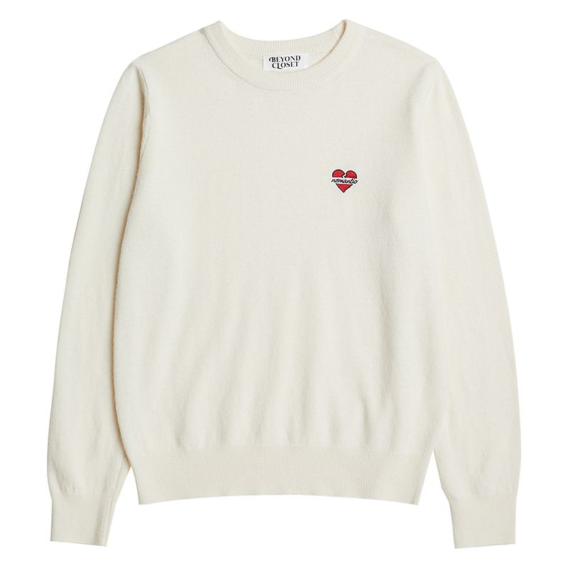 MUSINSA公式 | BEYOND CLOSET [WOMENS EDITION] NOMANTIC CASHMERE BASIC LOGO KNIT IVORY