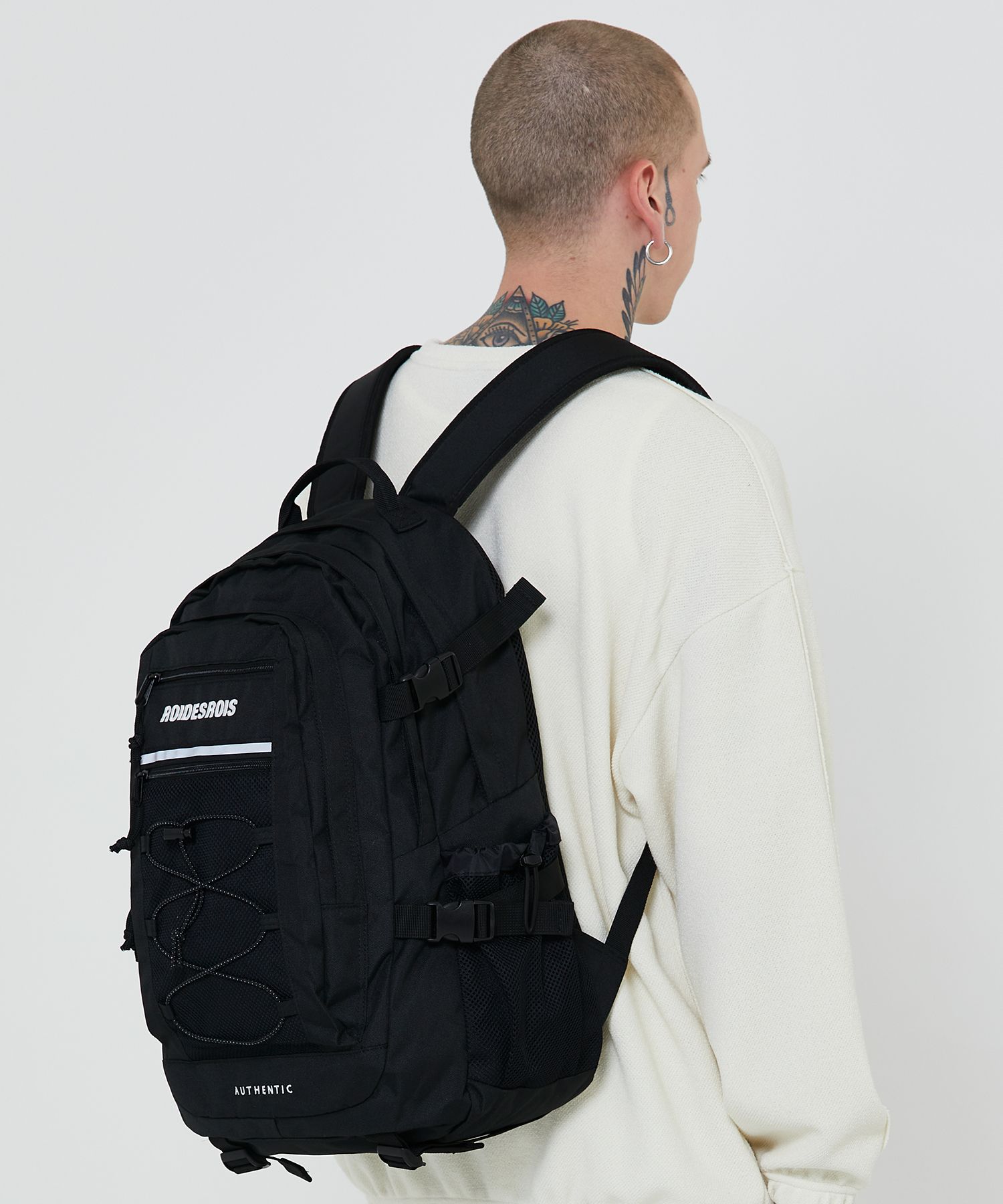 MUSINSA | ROIDESROIS Subject 3M Scotch String Mesh Backpack (Black)
