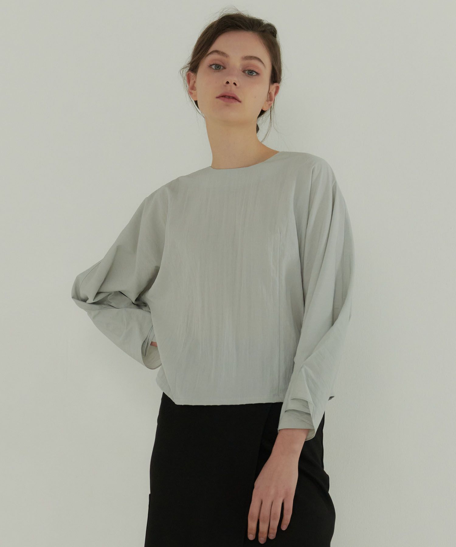 MUSINSA | CAMINO 21 SS Sleeve Tuck Blouse (Sky Blue)