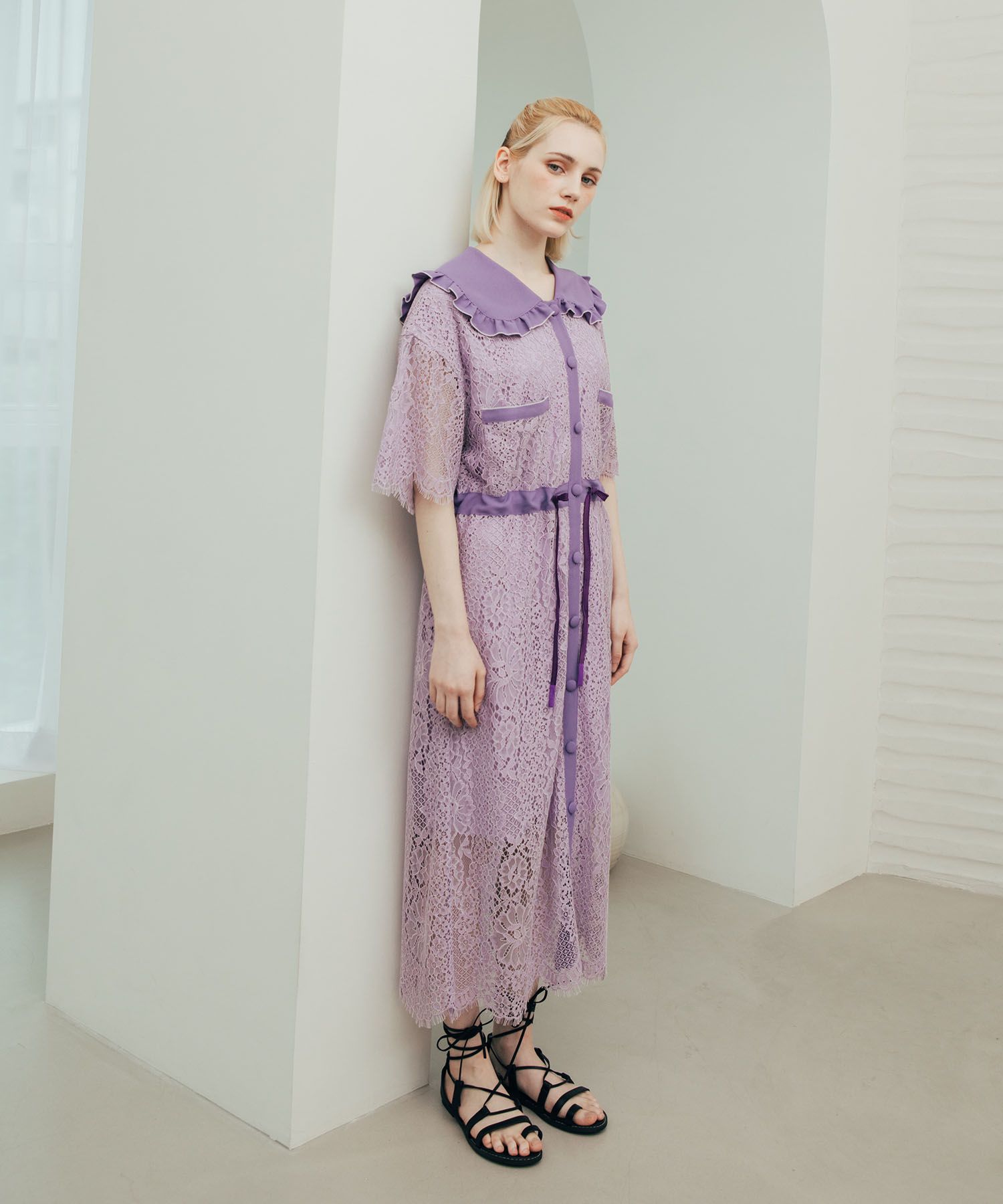 MUSINSA | KARLLAH Jane Eyre Lace Maxi Dress - Lavender