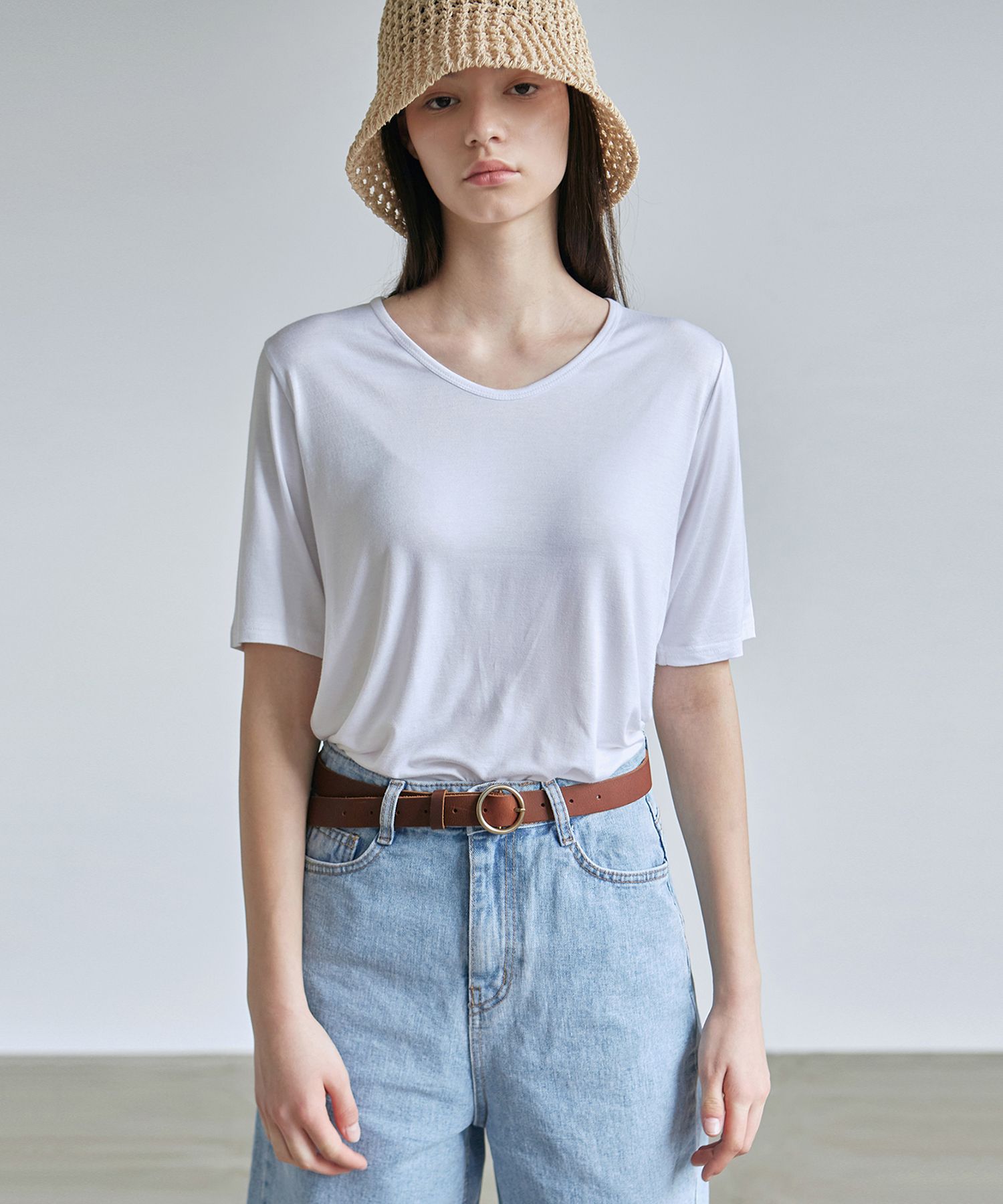 MUSINSA公式 | NICK&NICOLE BASIC HALF TEE_WHITE