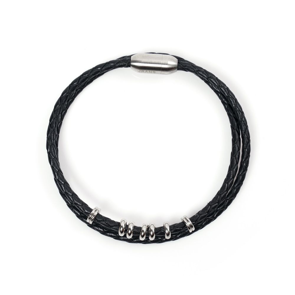MUSINSA | JBANS CLASSIC Surgical Steel Ring Point Slim Leather Bracelet ...