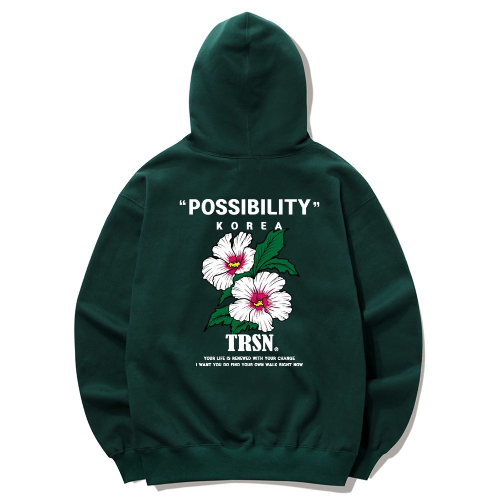 MUSINSA | TRIPSHION KOREAN FLOWER LOGO HOODIE - GREEN