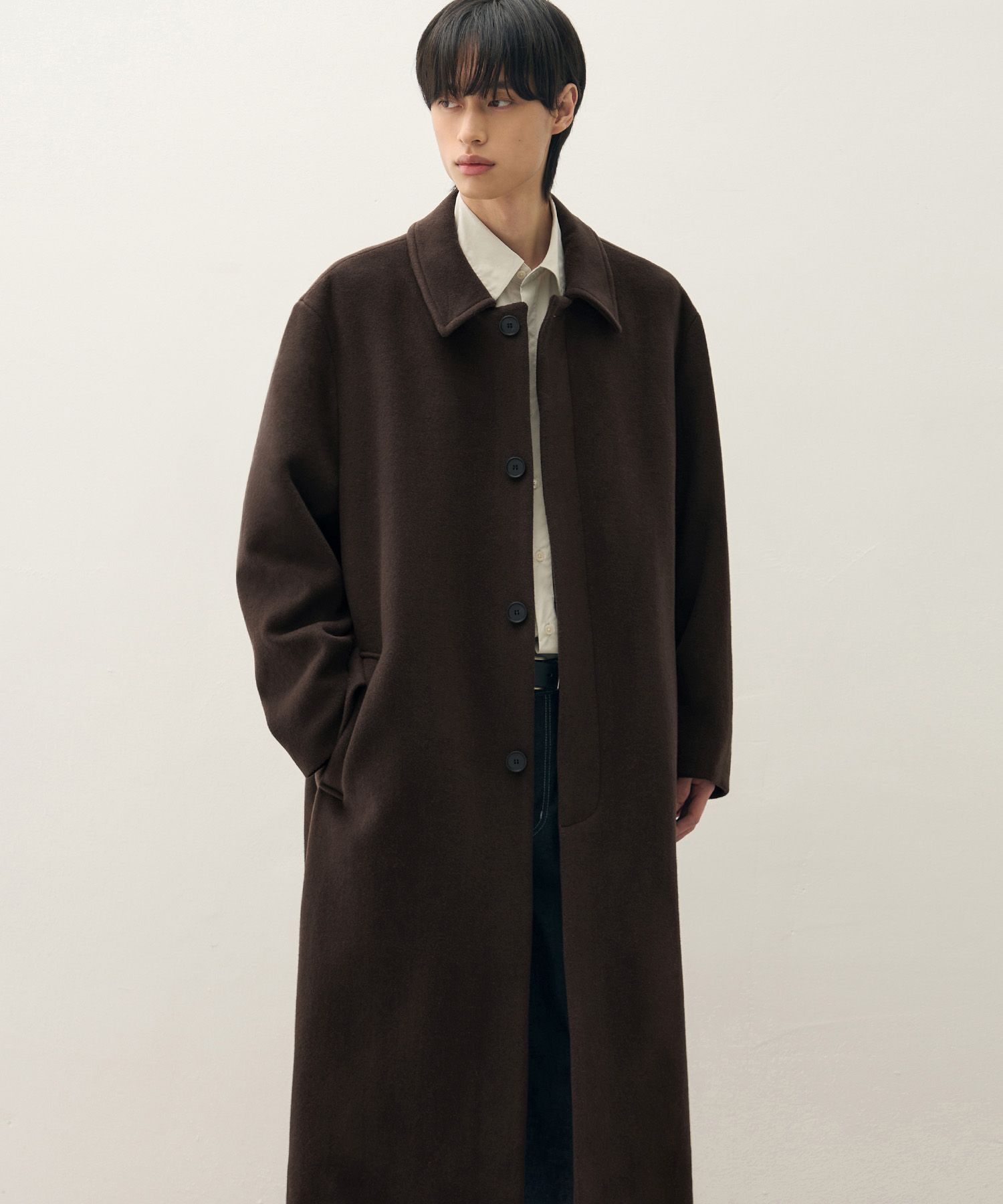 MUSINSA | DRAW FIT Premier Pure Cashmere Balmacaan Coat [CHESTNUT BROWN]