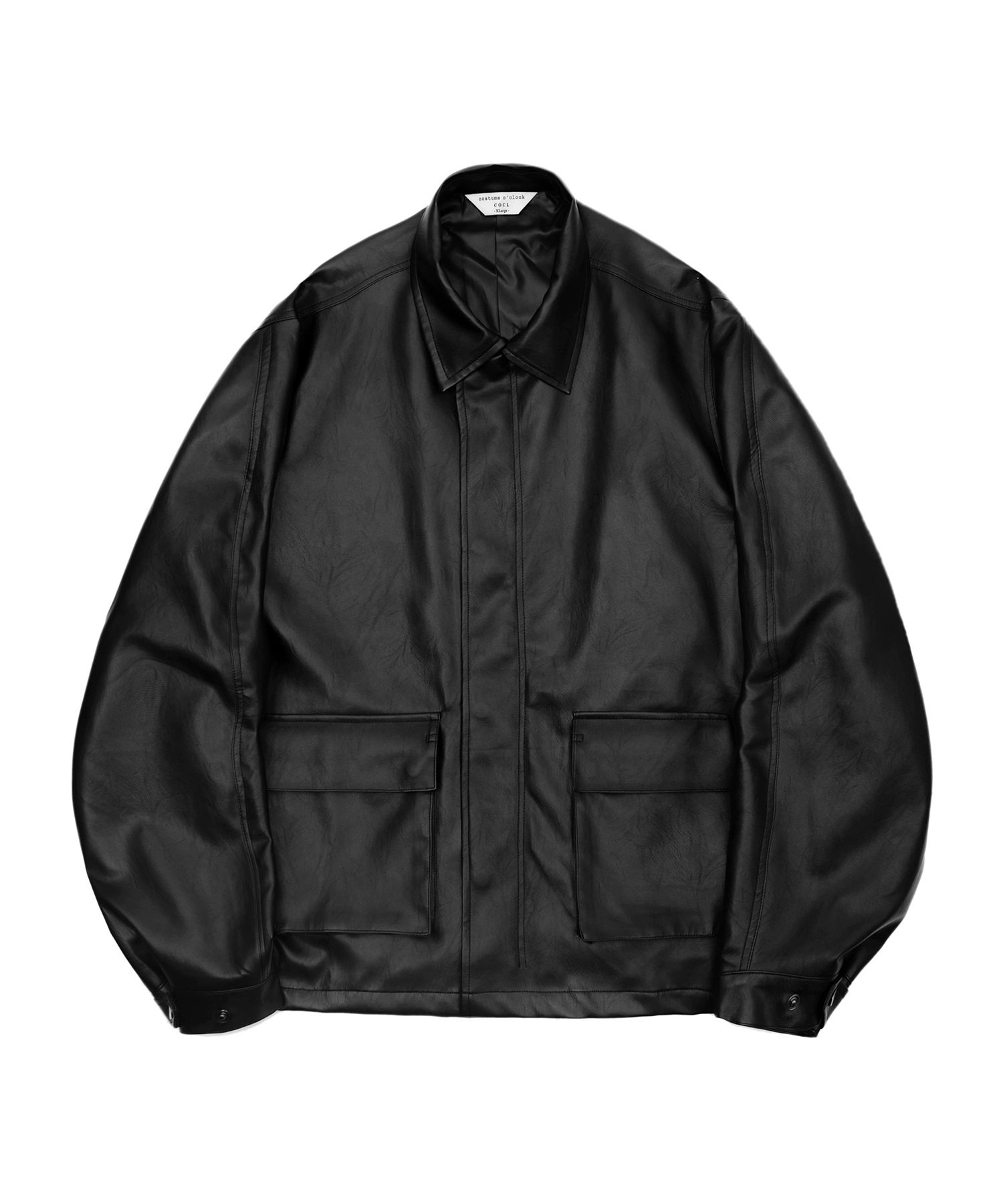 MUSINSA | COSTUME O'CLOCK ESSENTIAL CROPPED FIELD JACKET LEATHER BLACK ...
