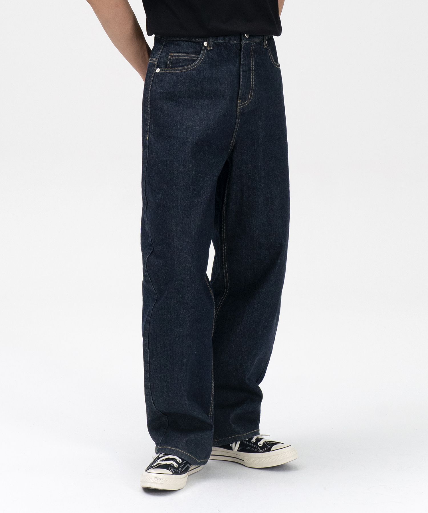 MUSINSA | TOFFEE [Select Length] Balloon Fit Denim Wide Pants (R.INDIGO)