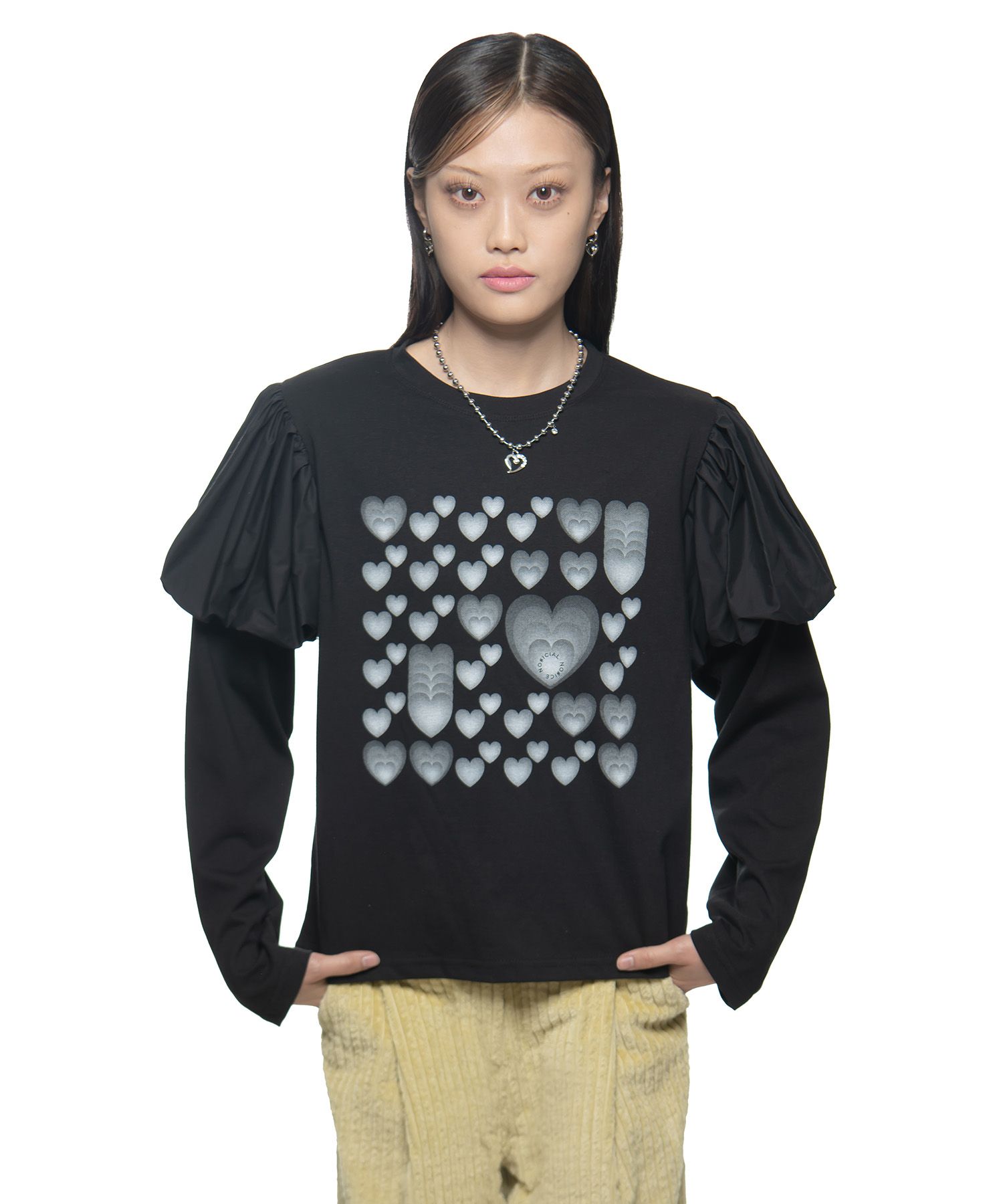 MUSINSA | NOFFICIALNOFFICE Heart Terror Puff T-Shirt Black