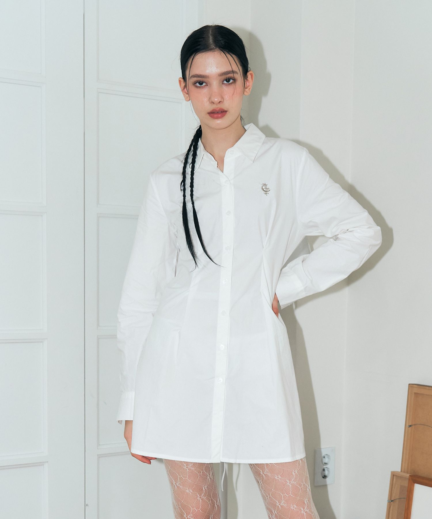 MUSINSA | FANCY CLUB [NF] EYELET DETAIL SHIRT DRESS (WHT)_FZD291