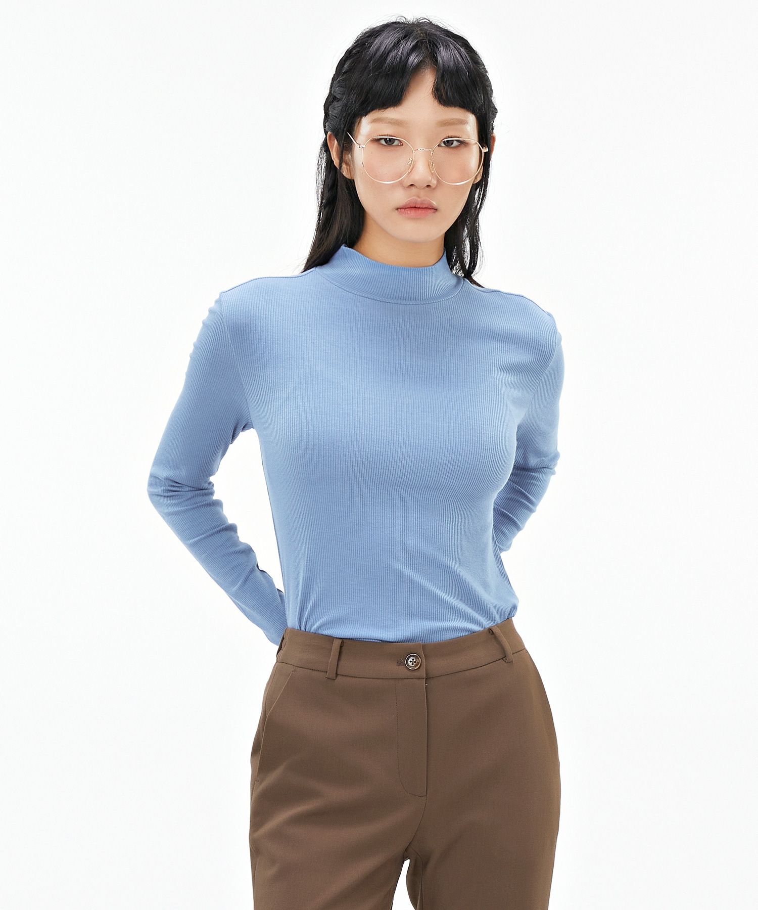 MUSINSA | CHASECULT Women's Basic Half-Neck T-Shirt-AFZG5106C0N