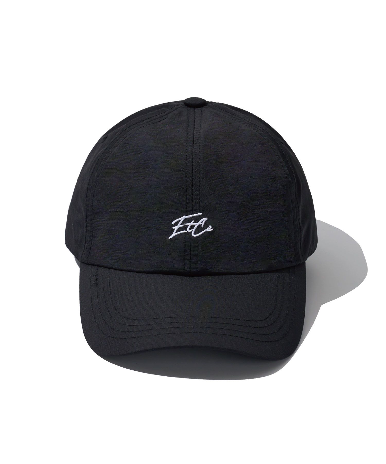 MUSINSA | ETCE SCRIPT LOGO 6 PANEL NYLON CAP (BLACK)