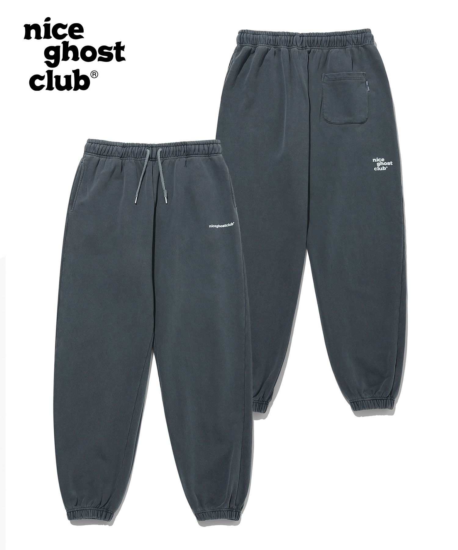 MUSINSA公式 | NICE GHOST CLUB LOGO PIGMENT DYED SWEATPANTS_NAVY (NG2CSUPA00A)