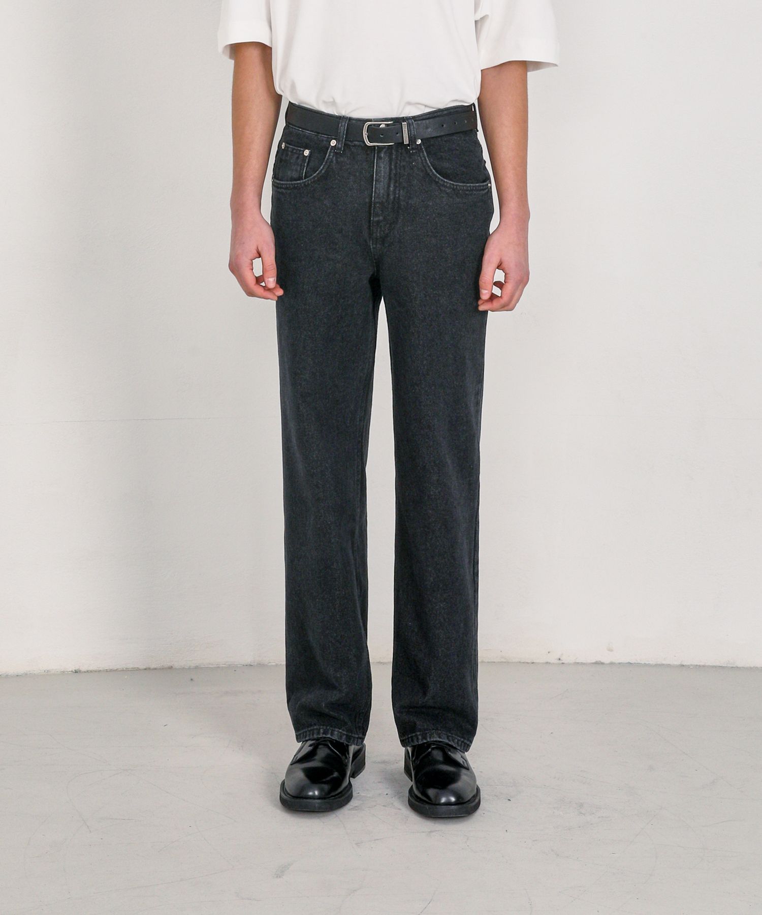 MUSINSA | WAAR [-6cm short version added] M160 wide denim pants_black ...