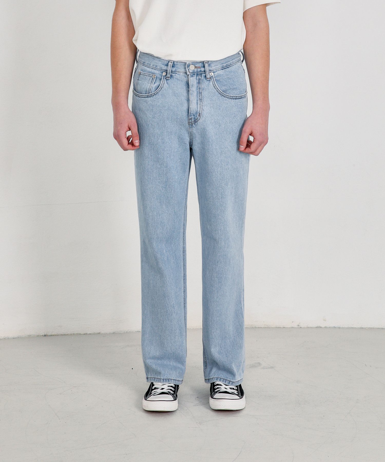 MUSINSA | WAAR [-6cm short version added] M160 wide denim pants_light blue
