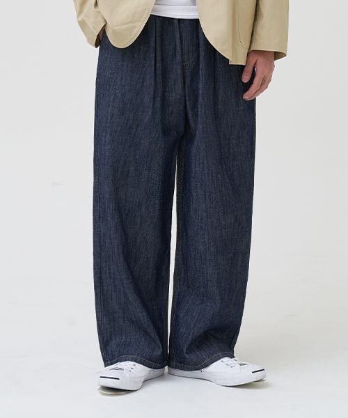 MUSINSA | TOFFEE SL03 SIMILAR LINEN DENIM CHIN WIDE ELASTIC WAIST PANTS ...