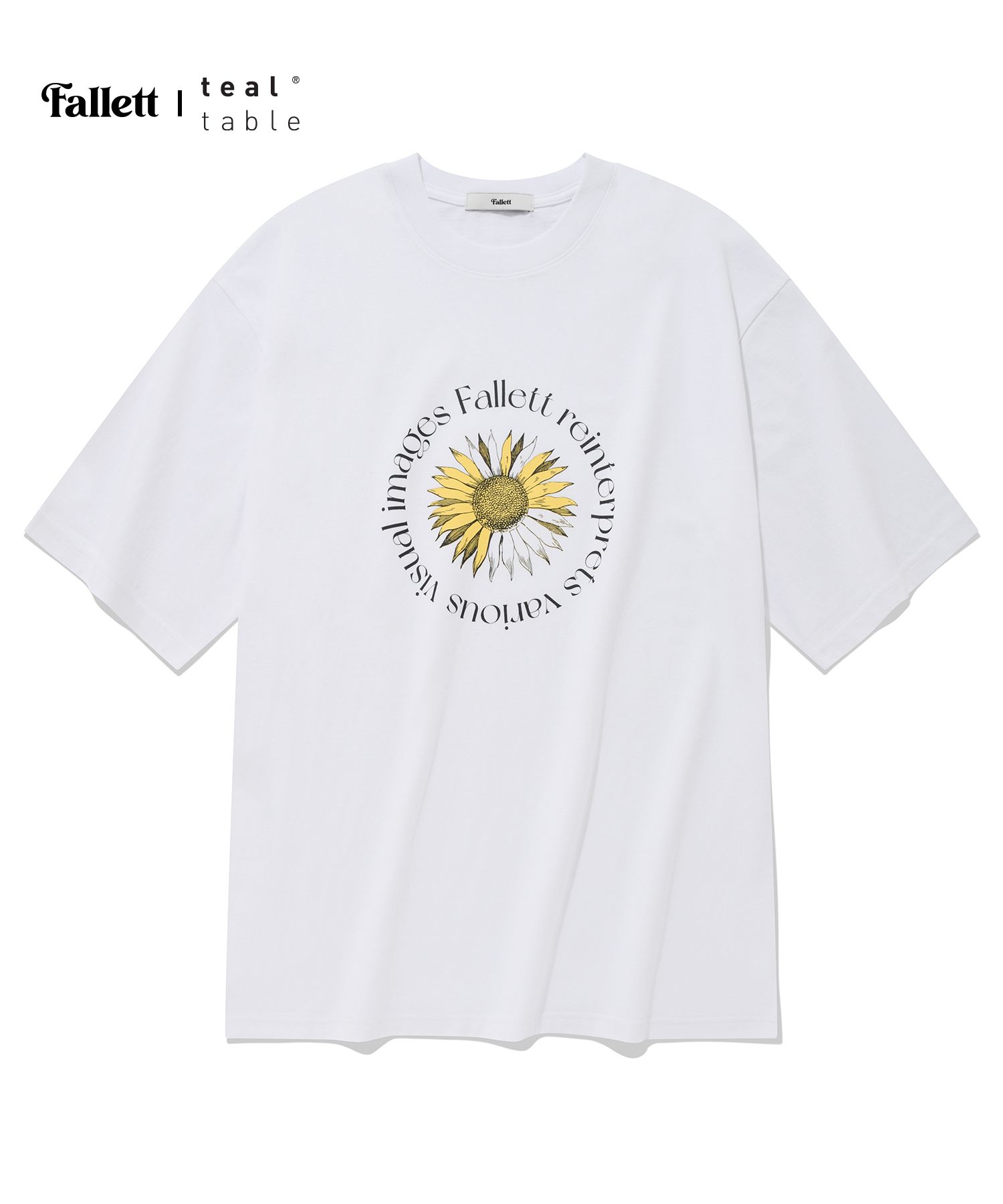 MUSINSA | FALLETT [Fallet x TEAL TABLE] Flower Short-sleeved White T-shirt