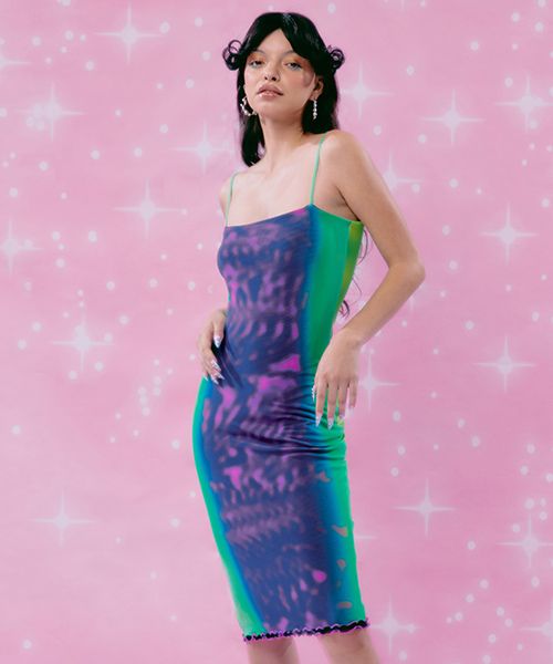 MUSINSA | EXPIRED GIRL X Jisoo 2-way Heize midi dress in green