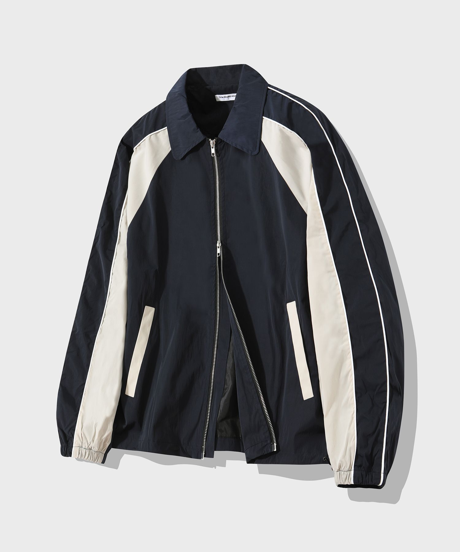 MUSINSA | SLOW RECORD HOUSE Piping Line Nylon Jacket_Navy